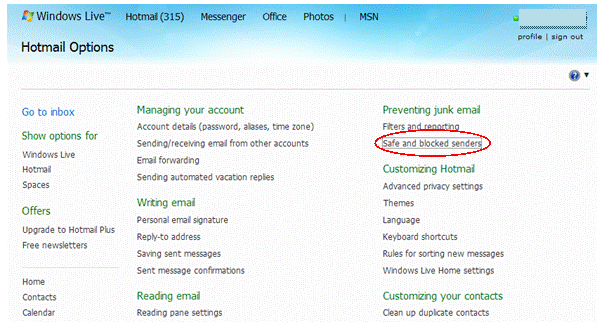Carrubbers | Hotmail Configuration