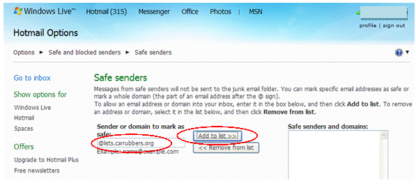 Carrubbers | Hotmail Configuration